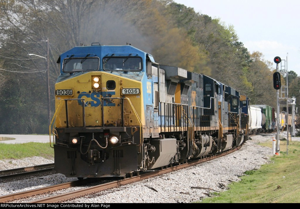 CSX CW40-9 9036 leads 462, 5458, 4034, and sister unit 9019